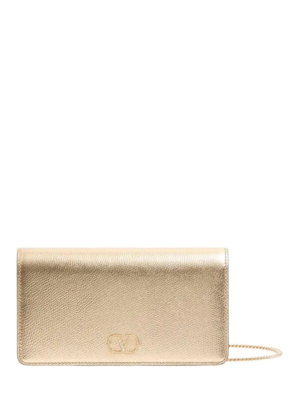 Valentino Garavani Mini Crystal-logo Clutch Bag - Oro