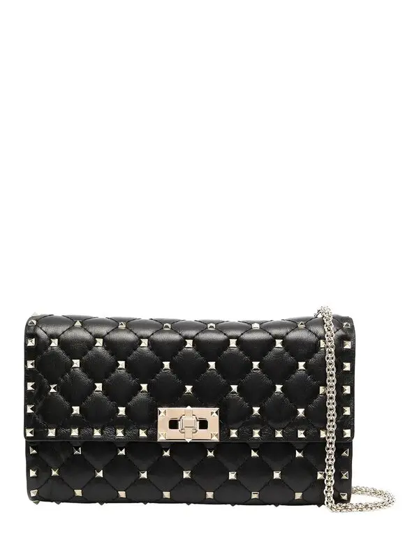 Valentino Garavani Quilted Nappa Shoulder Bag With Diamond Stitching And Platinum-tone Hardware - Nero