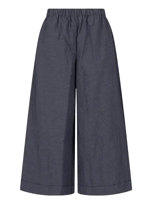 DANIELA GREGIS Wide-leg Cotton Trousers - Grey