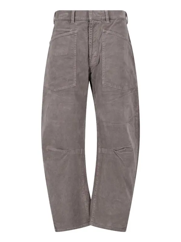 NILI LOTAN Wide-leg Corduroy Cargo Trousers - Grey