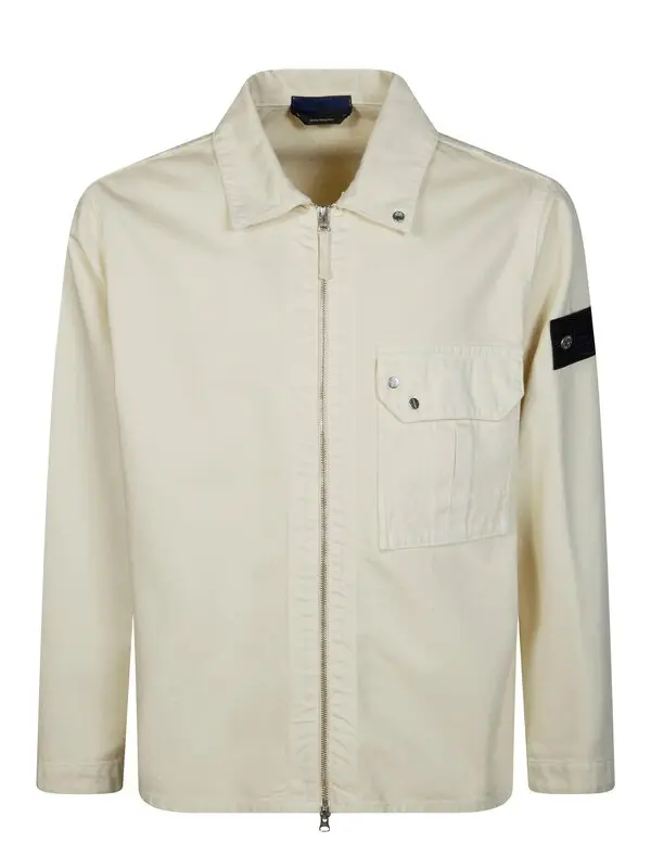 Stone Island Regular Fit Cotton Bull Denim Overshirt - Beige