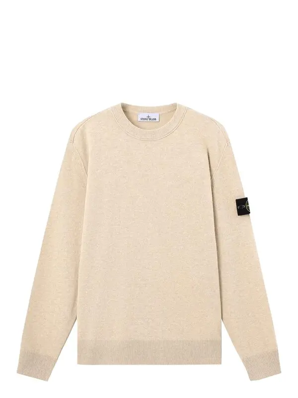 Stone Island Wool Sweater With Badge Detail - Beige