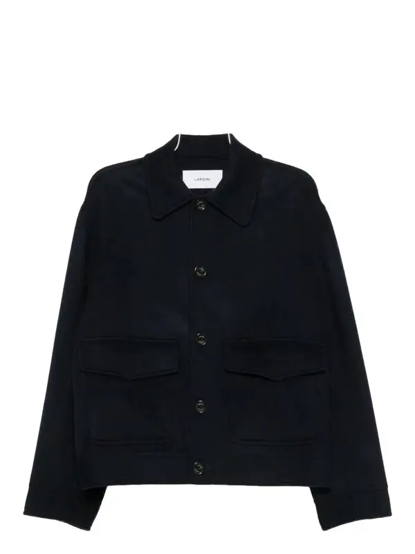 LARDINI Wool And Cashmere Button-front Jacket - Blu