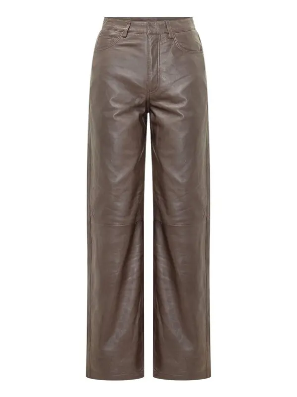 ROTATE BY BIRGER CHRISTENSEN Straight Leather Trousers - Mole'