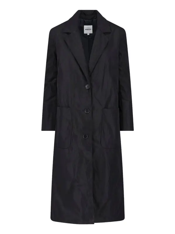 Aspesi Long Single-breasted Tailored Coat - Black