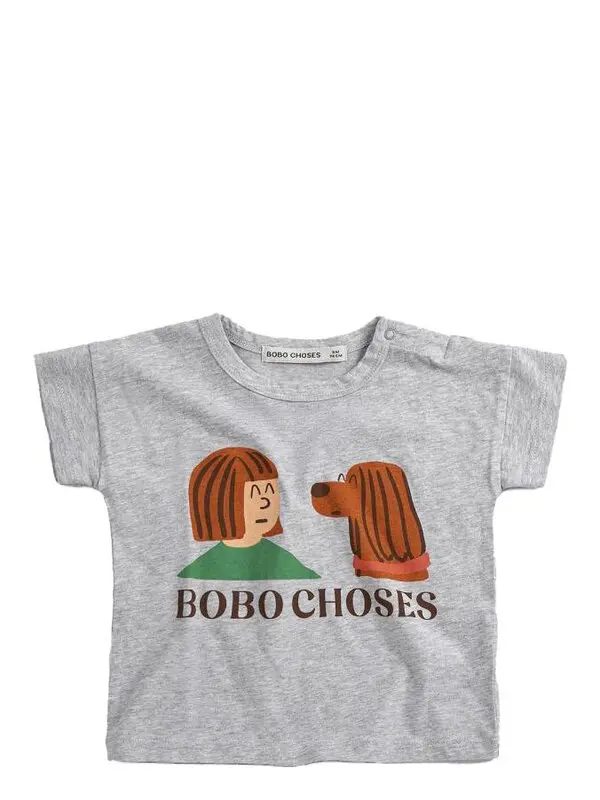 BOBO CHOSES Mini Friends Graphic T-shirt - Grey
