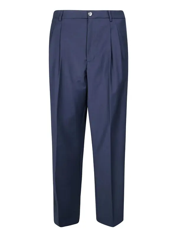 AMARANTO Relaxed Fit Pleated Trousers - Blu