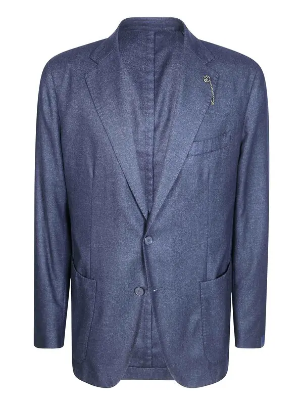 SANTANIELLO Tailored Washed Wool Jacket - Blu