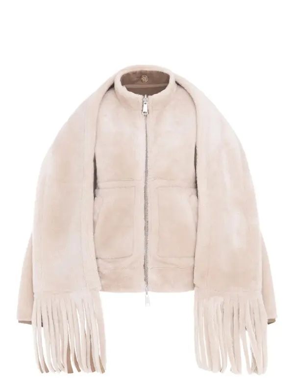 URBANCODE Longline Fleece Coat With Fringe Detail - Beige