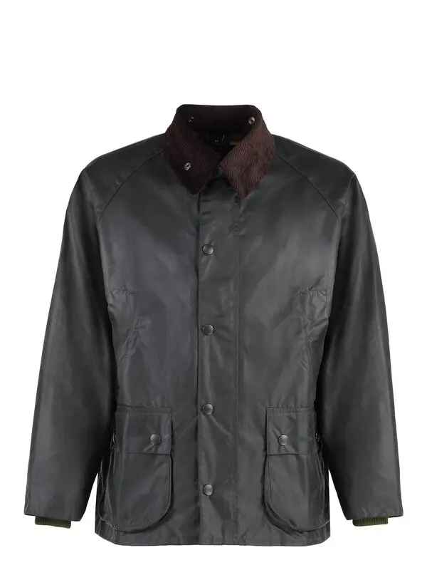 Barbour Bedale Coated Cotton Jacket With Corduroy Collar - Green