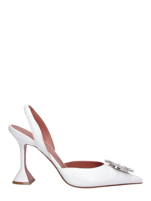 Amina Muaddi Crystal Embellished Pumps - White