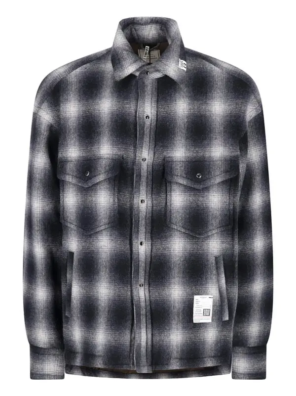 Mihara Yasuhiro Plaid Wool Shirt Jacket - Black