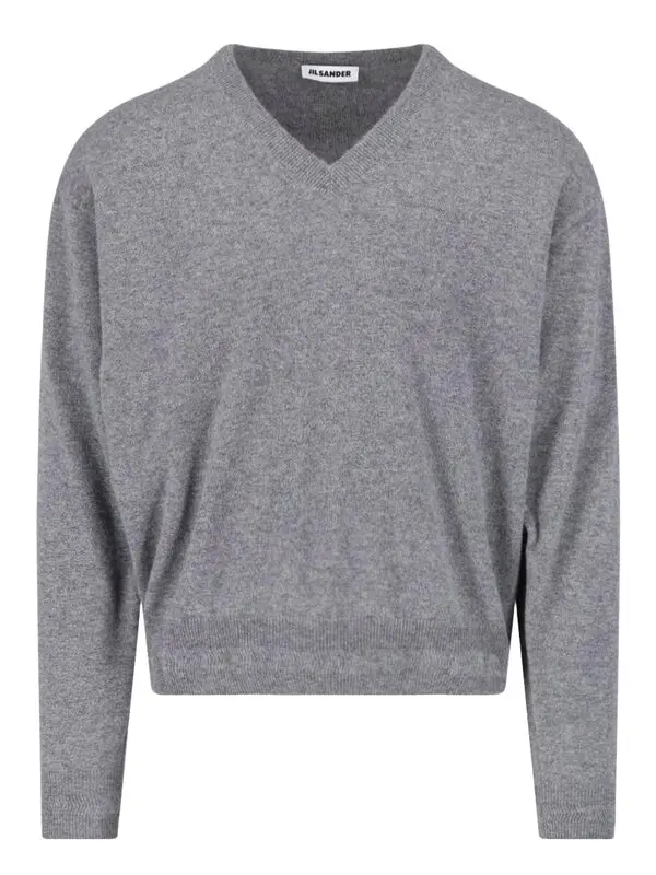 JIL SANDER Cashmere V-neck Sweater - Grey