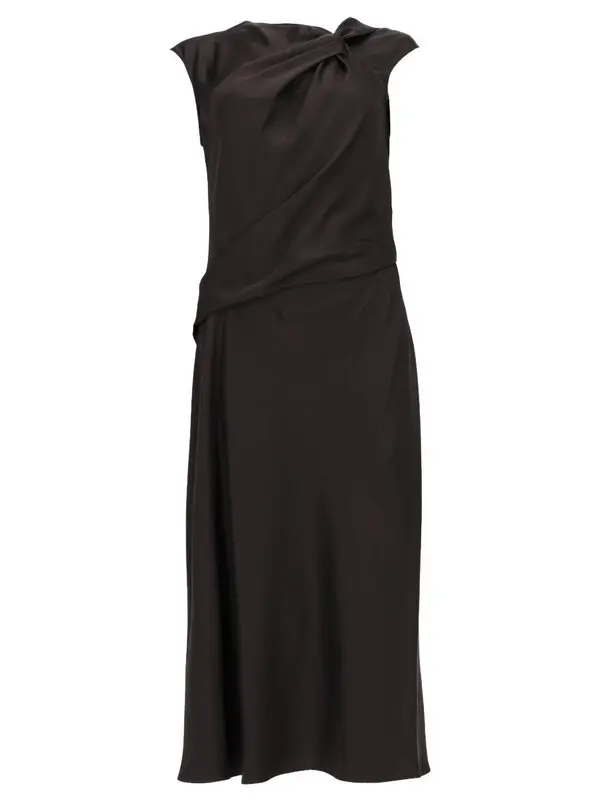 Theory Sleeveless Draped Neckline Midi Dress - Charcoal