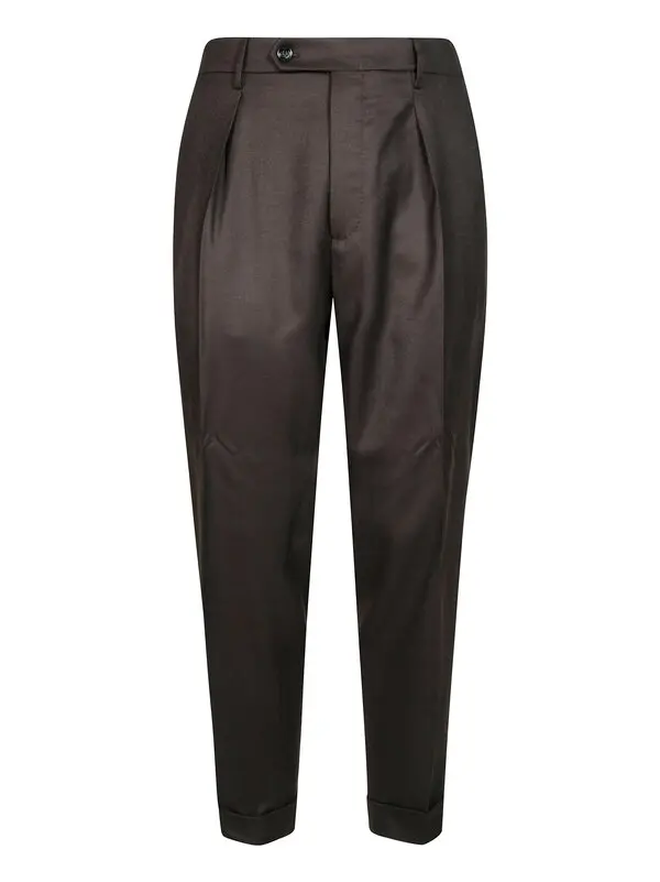 BERWICH Tailored Stretch Cotton Blend Pants - Marrone