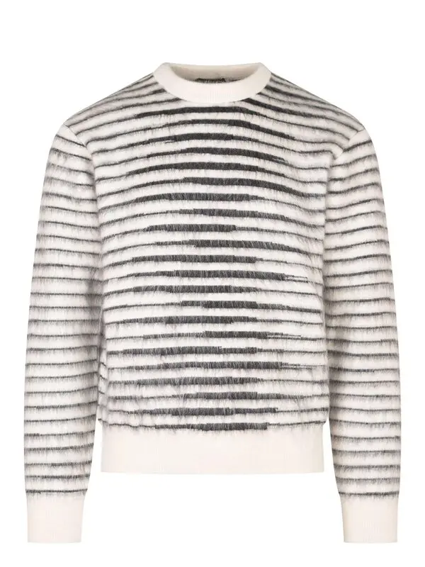 TOM FORD Striped Mohair Long-sleeve Crewneck Sweater - White-black