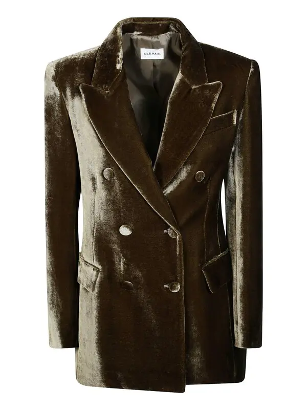 PAROSH Double-breasted Velluto Viscose-silk Jacket - Beige