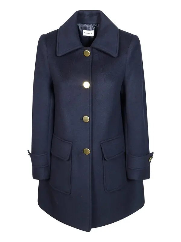 PAROSH Tailored Wool Double-breasted Overcoat - Blu