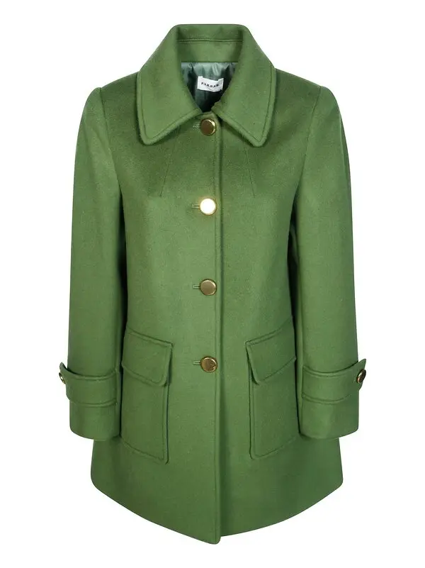 PAROSH Double-breasted Wool Caban Coat - Verde