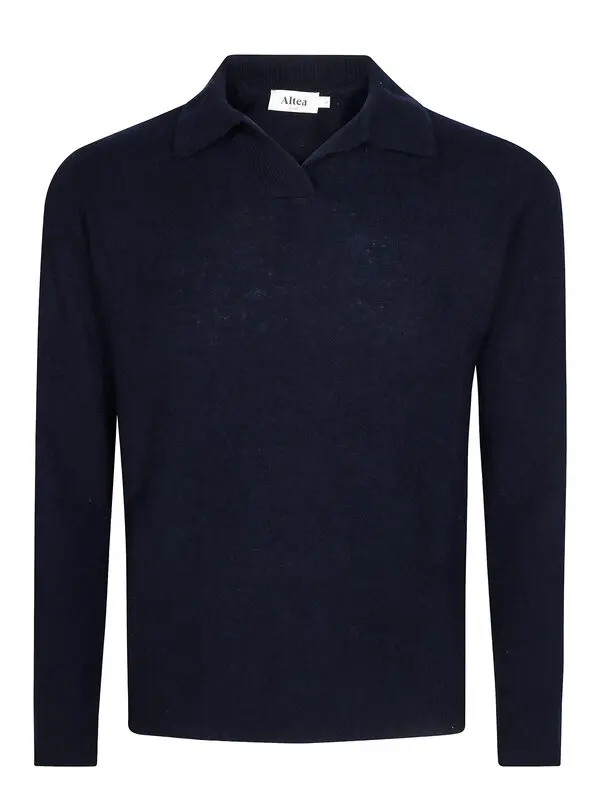 Altea Open-collar Cashmere Merino Polo Sweater - Blu