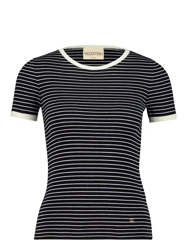Valentino Garavani Striped Crewneck T-shirt - Blu
