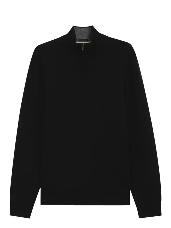 Hugo Boss Boss Virgin Wool And Cashmere Zip Neck Sweater - Black