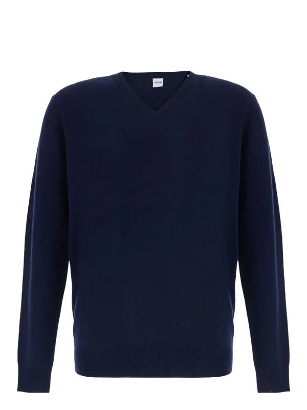 Aspesi Fine Knit V-neck Sweater - Blue