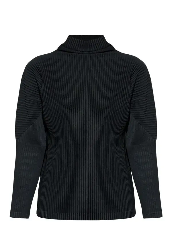 Issey Miyake High-neck Pleated Shirt - Black
