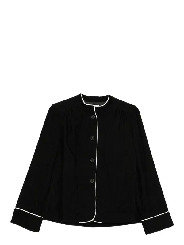 FORTE_FORTE Cropped Corduroy Jacket With Contrast Piping - Black