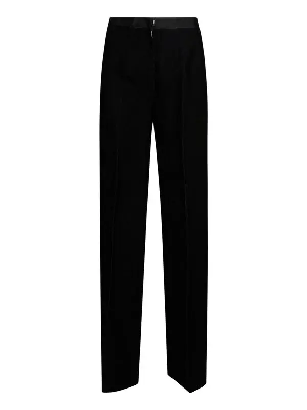 FORTE_FORTE High-waisted Ribbed Straight-leg Trousers - Black