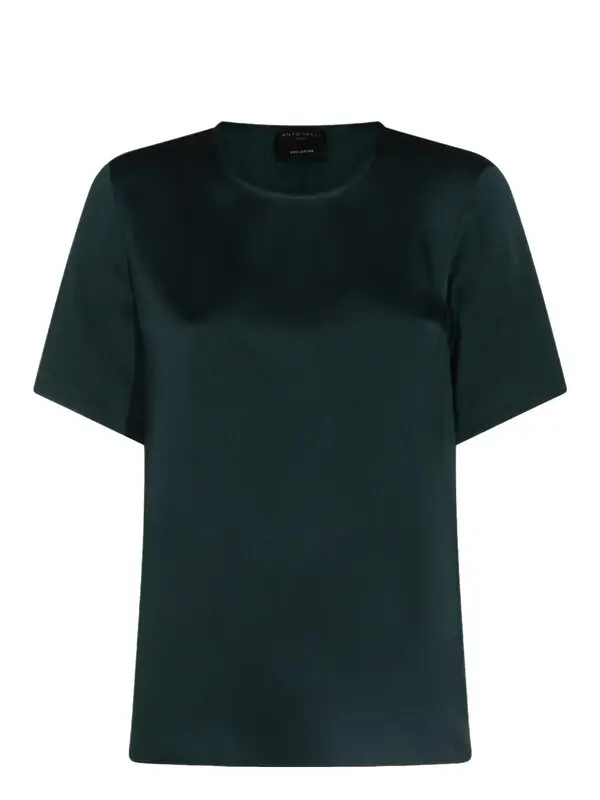 Antonelli Firenze Crew Neck Satin Short-sleeved T-shirt - Green