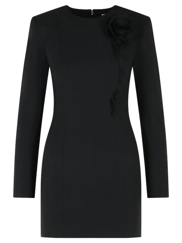 ROTATE BY BIRGER CHRISTENSEN Crêpe Mini Dress With Floral Detail - Black