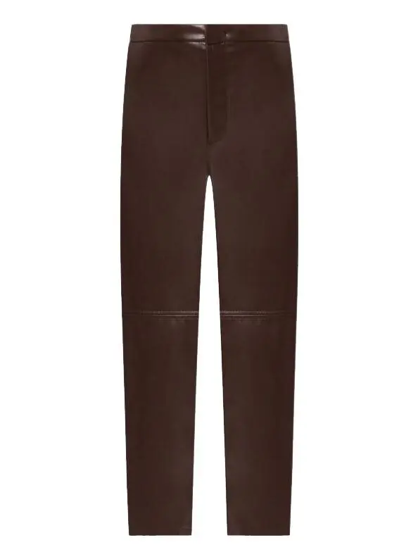 TWINSET High-waisted Faux-leather Trousers - Brown