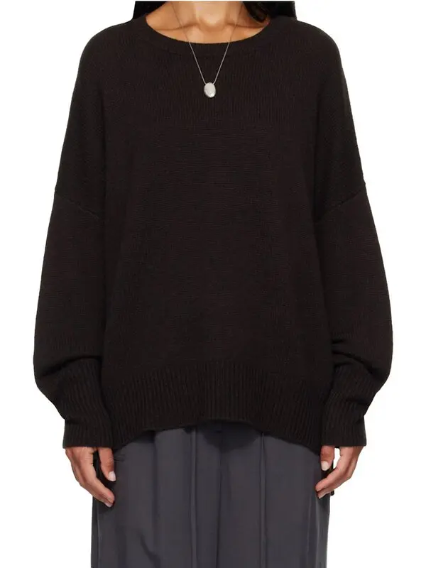 LISA YANG Ribbed Crew Neck Sweater - Brown