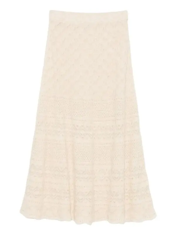 D.exterior Pointelle Knit Flared Skirt - White