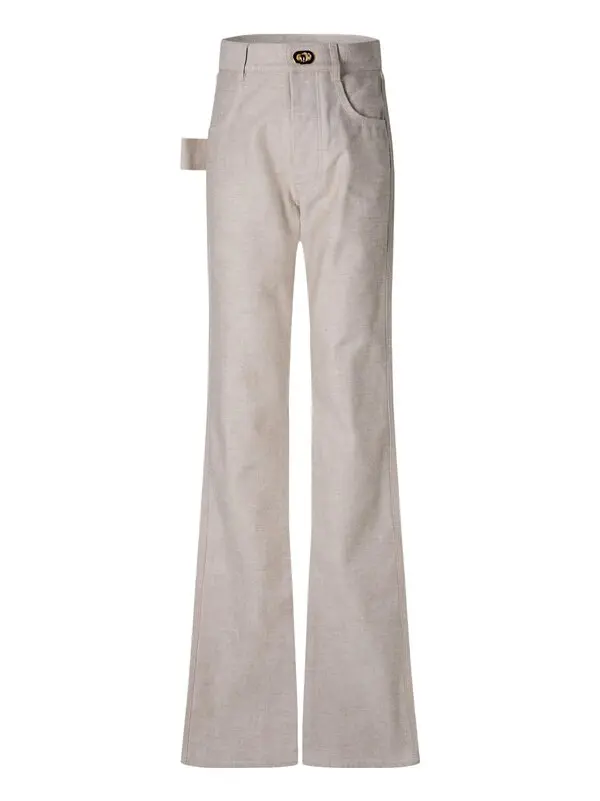 Bottega Veneta High-waisted Flared Trousers With Metal Button Waistband - Nude