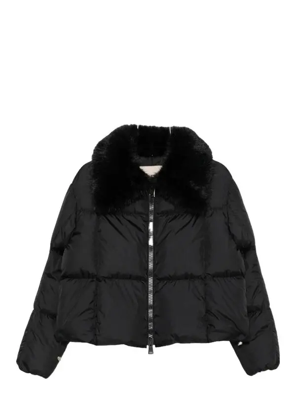 Herno Quilted Down Jacket With Fur Collar - Black