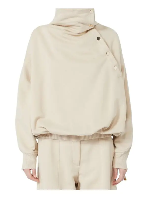 Sportmax Long Sleeve High Neck Sweatshirt - Beige