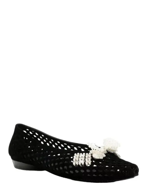 HEAVENLY JELLY Pearl-embellished Cut-out Ballet Flats - Black