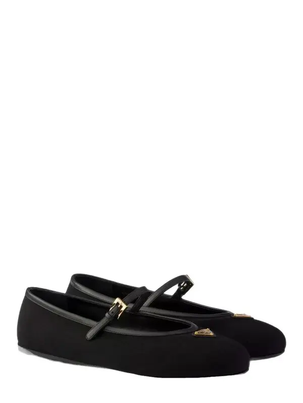 Prada Fabric Ballerinas With Enameled Triangle Logo - Black