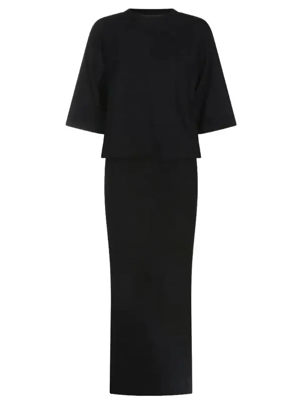 THOM KROM Layered Effect Short-sleeve Maxi Dress - Black