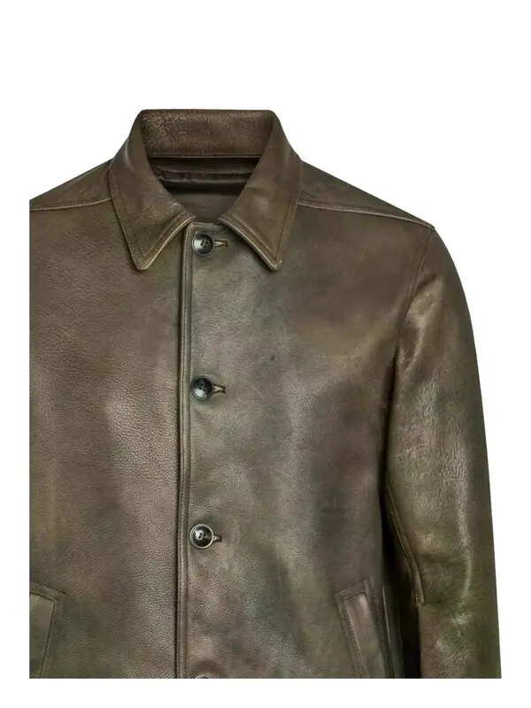 Rick Owens Button-up Leather Jacket - Black