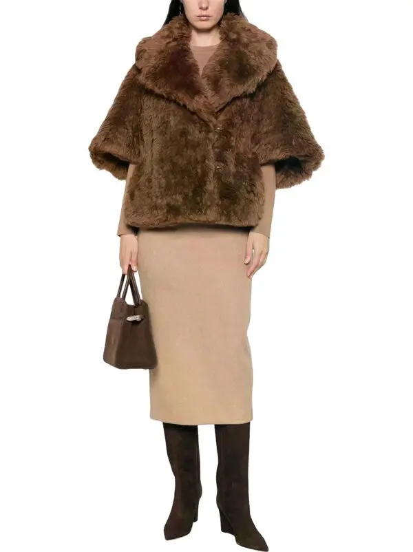 Max Mara Double-breasted Faux-fur Jacket - Brown