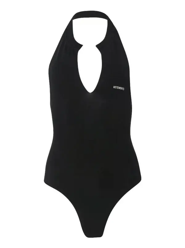 Vetements Halterneck Logo-print Bodysuit - Black