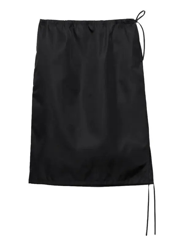 Prada Re-nylon Pencil Skirt With Tie Detail - Black