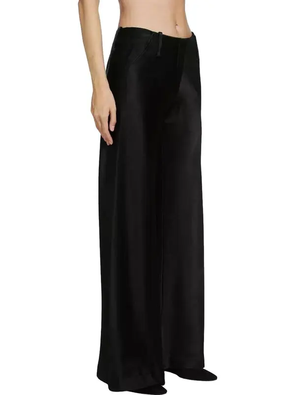 YEHUAFAN Satin Wide-leg Trousers - Black