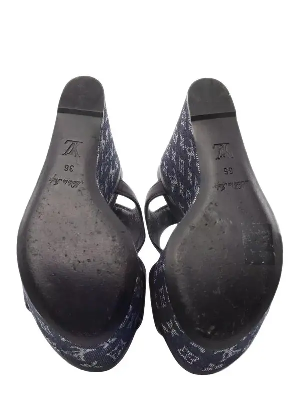 LOUIS VUITTON Monogram Wedge Sandals - Blue
