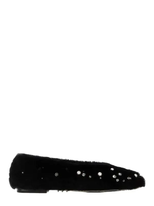 JIMMY CHOO Margot Ballet Flats With Pearl And Crystal Embellishments - Black