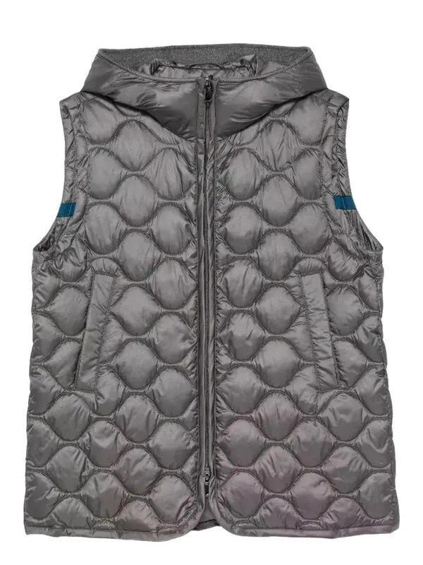 LUISA CERANO Quilted Hooded Gilet - Grey