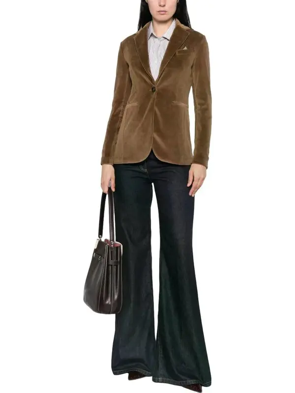 CIRCOLO 1901 Velvet-effect Single-breasted Blazer - Brown